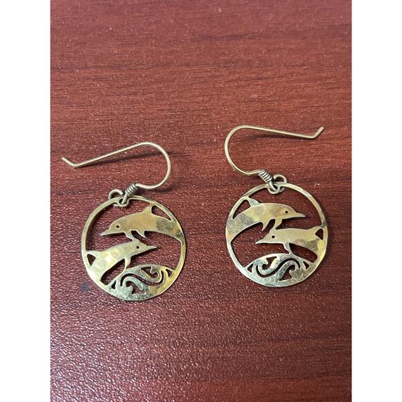 Wild Bryde | Jewelry | Vintage Wild Bryde Gold Tone Dolphins Dangle ...